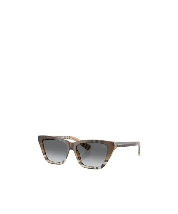 Burberry Cat-eye Full Rim Patterned Sunglasses - Check Sand