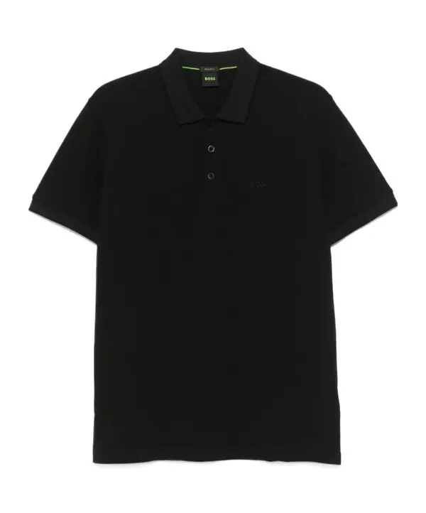 Hugo Boss Logo Embroidered Short-sleeved Polo Shirt - Black