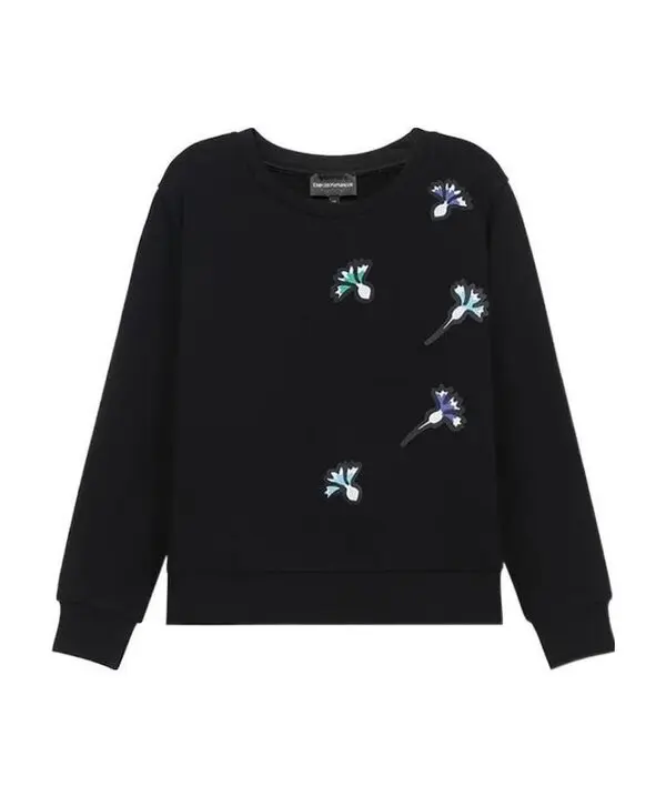 Emporio Armani Long Sleeve Sweater With Applique Detail - Black
