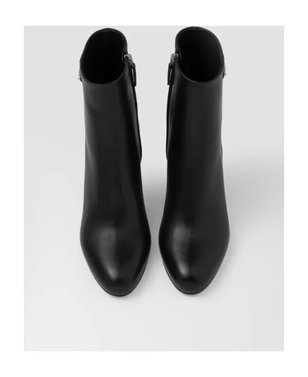Prada Logo Plaque Rounded Toe Ankle Boots