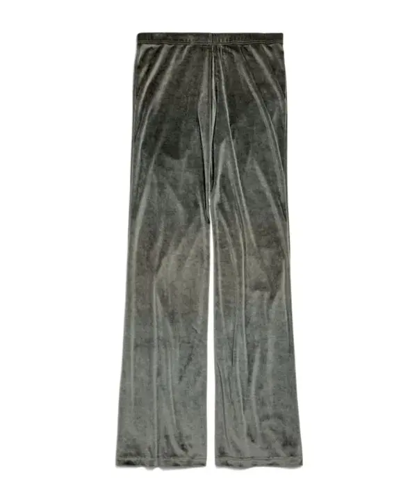 Balenciaga Khaki Velvet Wide Leg Sweatpants - Black