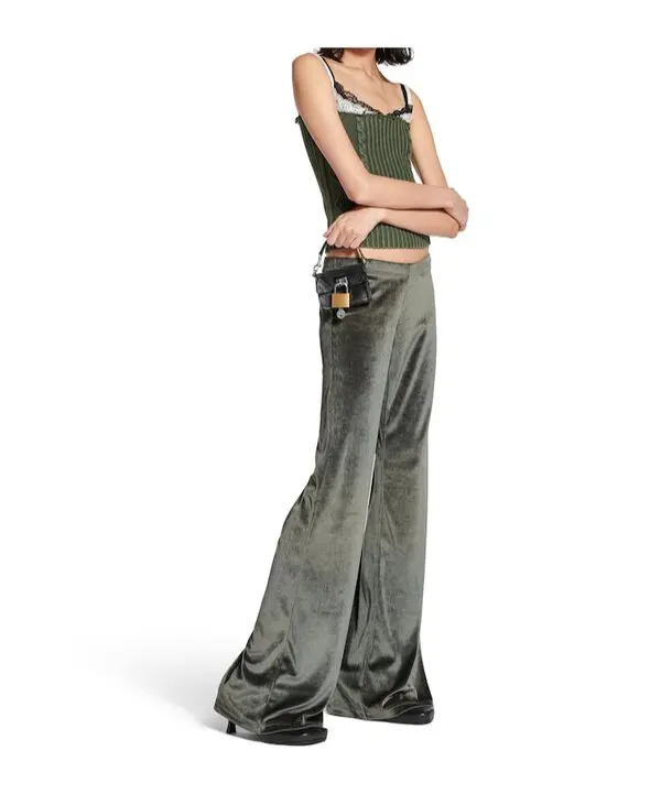 Balenciaga Velvet Flared-leg Pants - Black