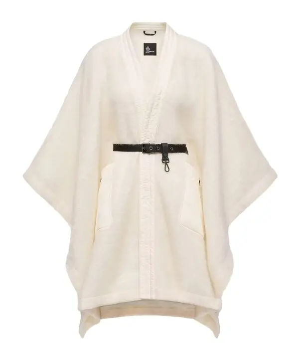 Moncler Mohair And Alpaca Wool Blend Belted Cape - Ivory