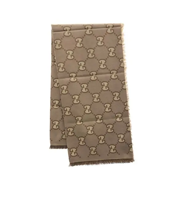 Gucci Gg Jacquard Fringed Scarf - Sand-colored
