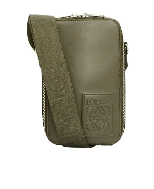 Loewe Vertical Crossbody Pocket In Satin Calfskin - Green