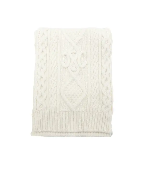 Celine Triomphe Scarf In Aran Cashmere And Wool - Off White