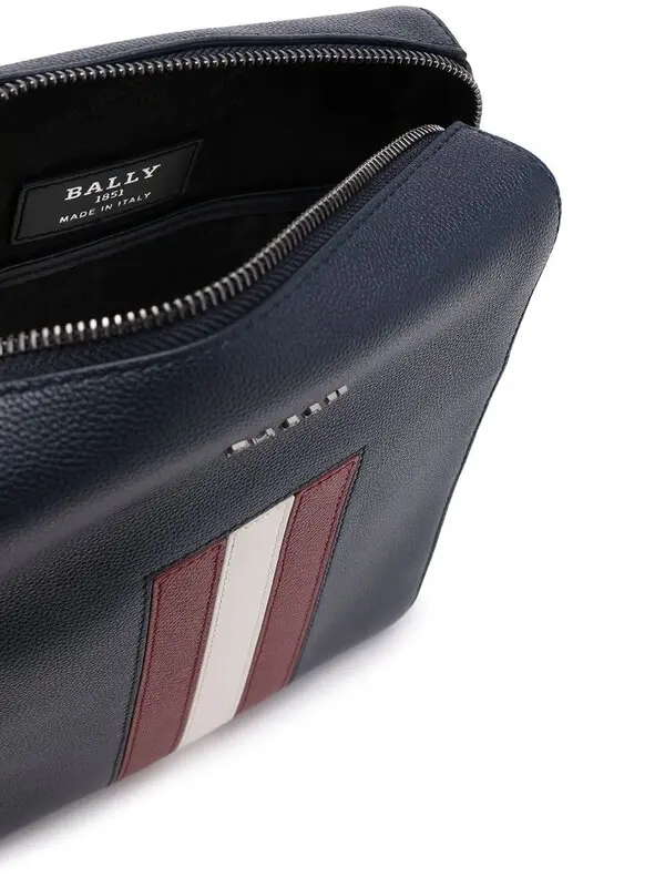 Bally Navy Blue Crossbody Bag With Striped Detail - Black