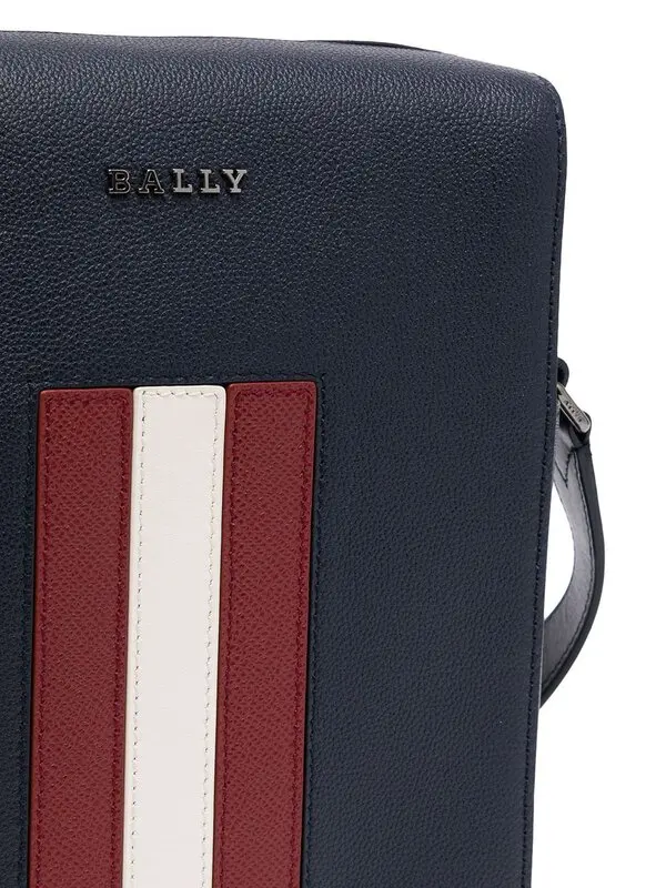 Bally Navy Blue Crossbody Bag With Striped Detail - Black