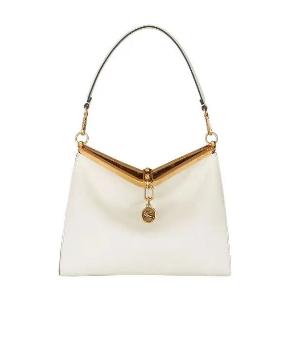Etro Logo Charm Medium Vela Shoulder Bag - White