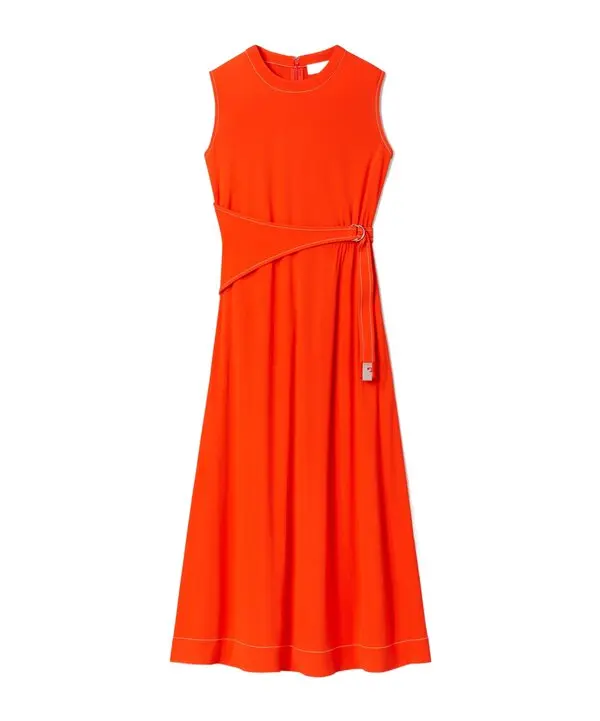 Tory Burch Belted Sleeveless Dress - Deep Poppy