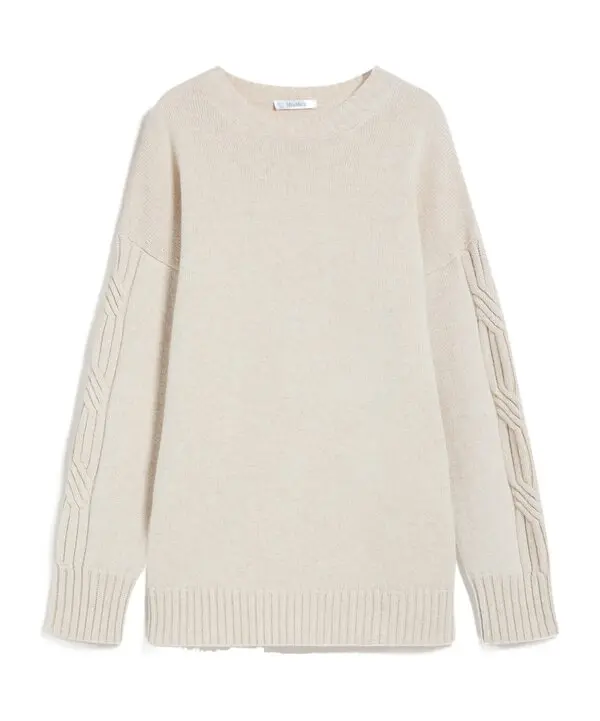 Max Mara Crewneck Jumper With Textured Sleeves
