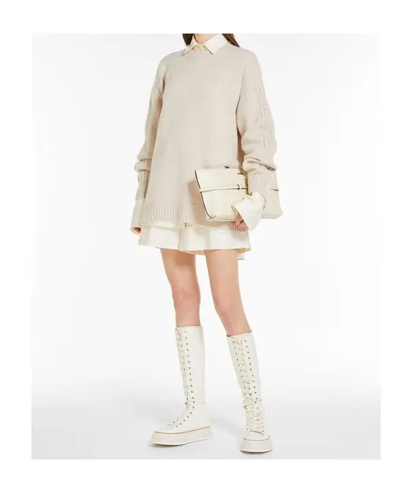 Max Mara Crewneck Jumper With Textured Sleeves