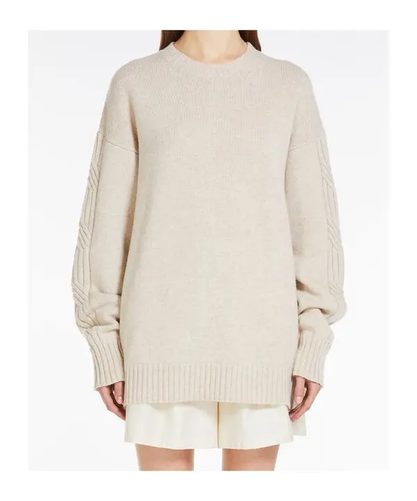 Max Mara Crewneck Jumper With Textured Sleeves