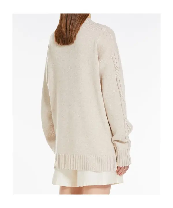Max Mara Crewneck Jumper With Textured Sleeves