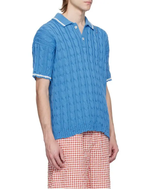 Marni Logo Embroidered Cable-knit Polo Shirt