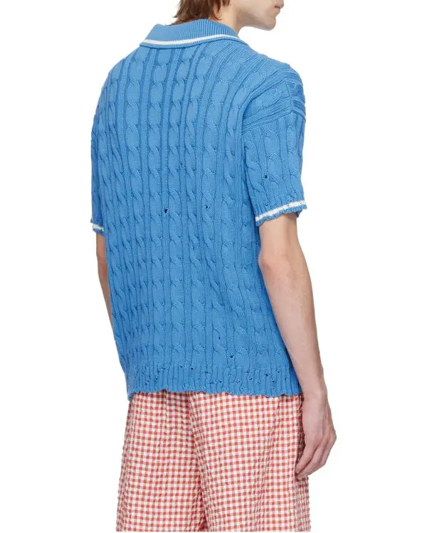 Marni Logo Embroidered Cable-knit Polo Shirt