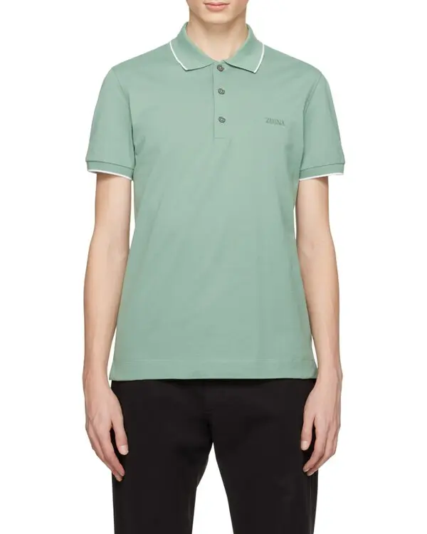 Zegna Logo Embroidered Polo Shirt