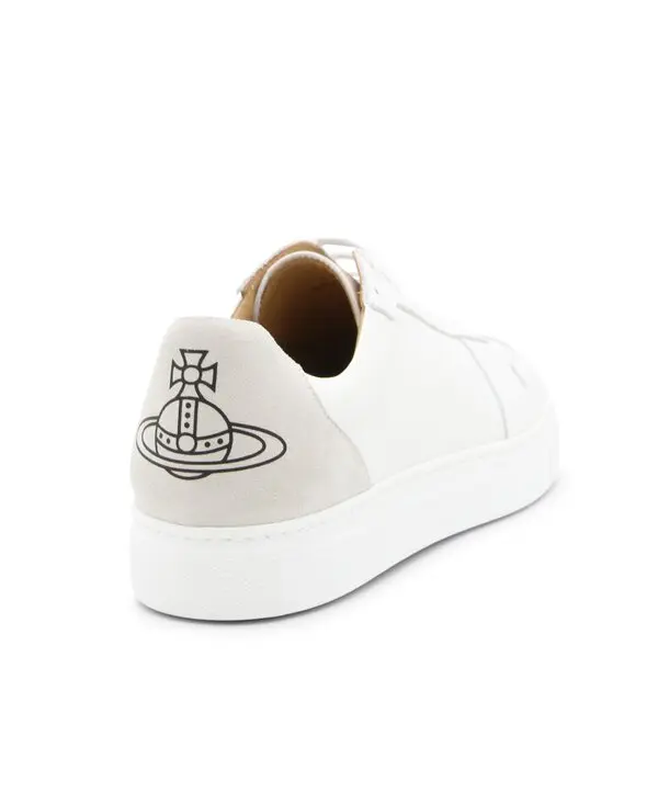 VIVIENNE WESTWOOD Logo-print Calf Leather Sneakers - White