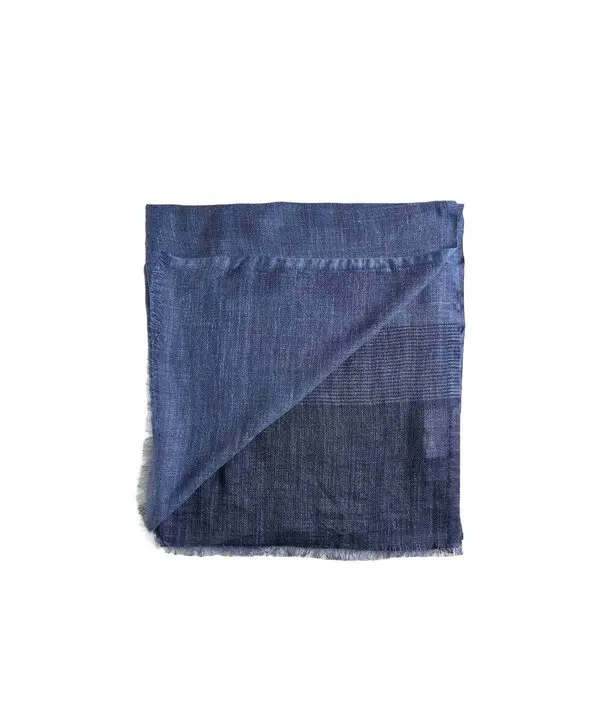 Brunello Cucinelli Check-pattern Silk-blend Scarf - Blue