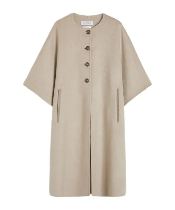 Max Mara Short-sleeved Crewneck Coat - Sand