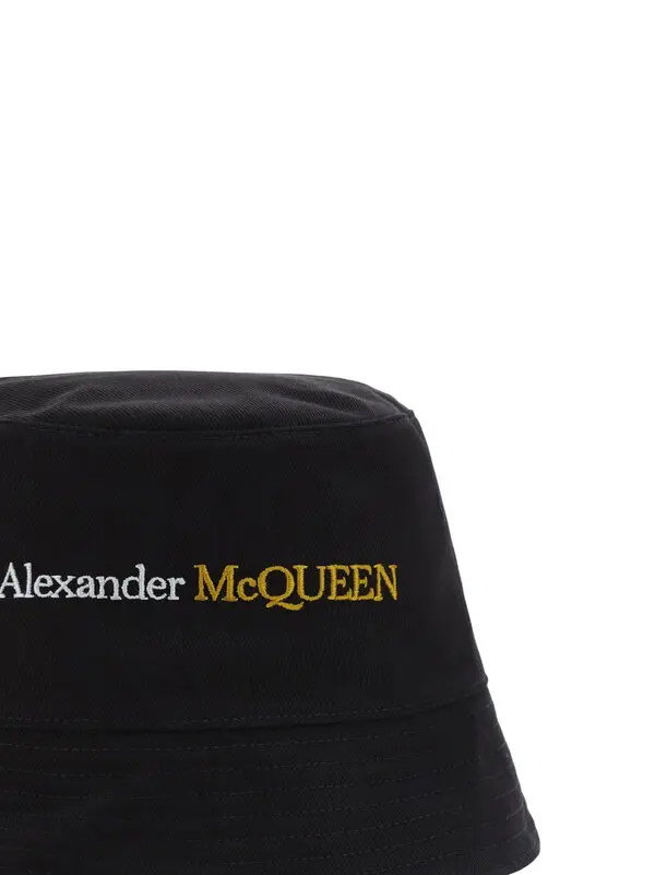 Alexander McQueen Logo Embroidered Bucket Hat - Black