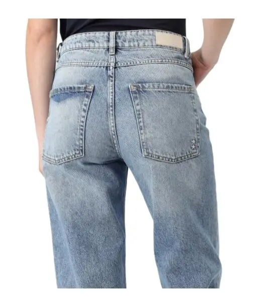 ICON DENIM LOS ANGELES Straight Leg Jeans With Logo Patch And Ripped Back