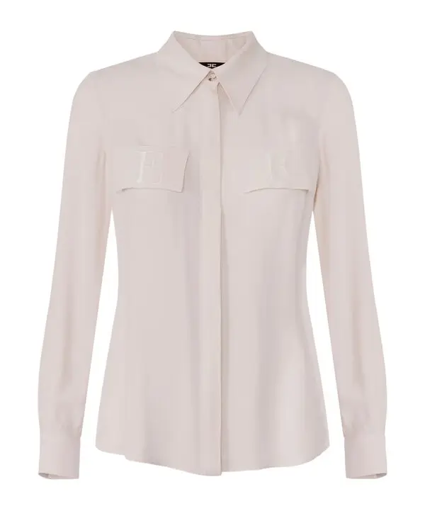 Elisabetta Franchi Logo Embroidered Georgette Shirt