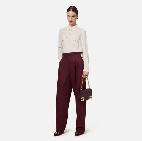 Elisabetta Franchi Logo Embroidered Georgette Shirt