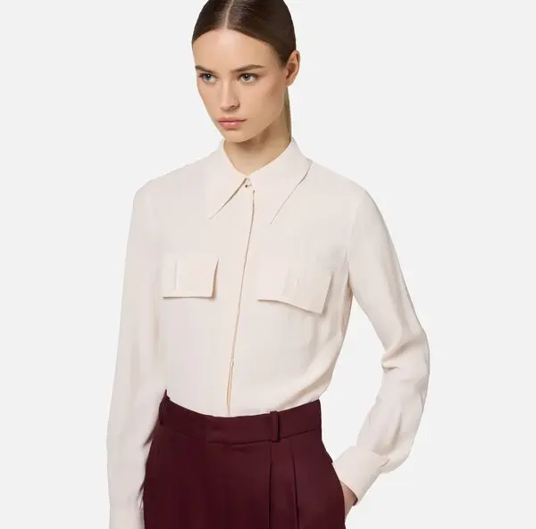 Elisabetta Franchi Logo Embroidered Georgette Shirt