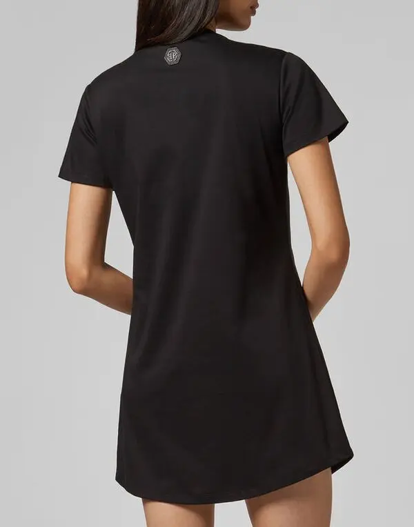 Philipp Plein Embellished Skull Graphic T-shirt Dress