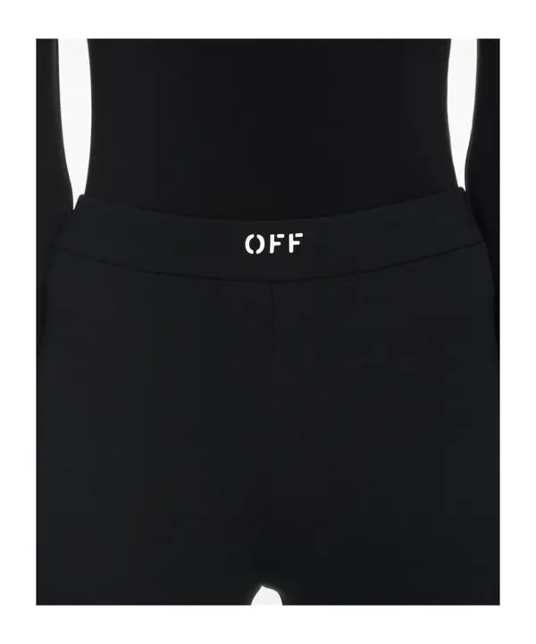 Off-White Logo Printed Flared Leggings - Black