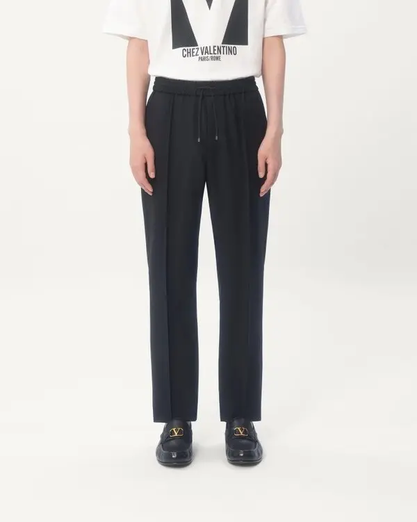 Valentino Garavani Drawstring Straight Fit Trousers - Black