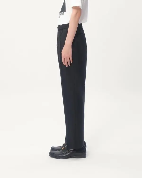Valentino Garavani Drawstring Straight Fit Trousers - Black