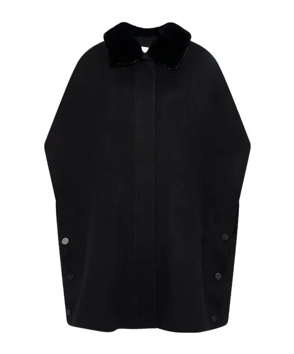 YVES SALOMON Cashmere-blend Cape With Removable Mink Fur Collar
