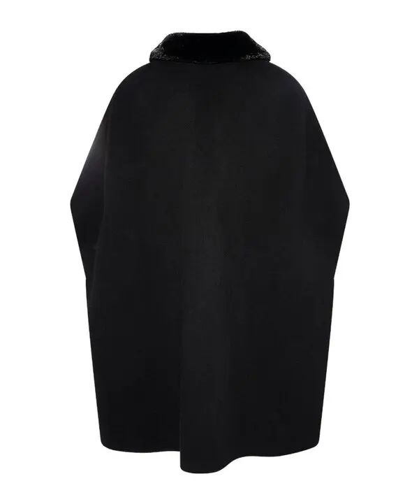 YVES SALOMON Cashmere-blend Cape With Removable Mink Fur Collar
