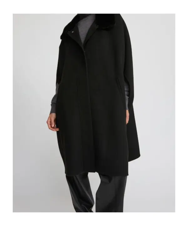 YVES SALOMON Cashmere-blend Cape With Removable Mink Fur Collar