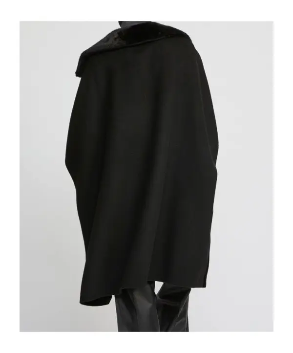 YVES SALOMON Cashmere-blend Cape With Removable Mink Fur Collar