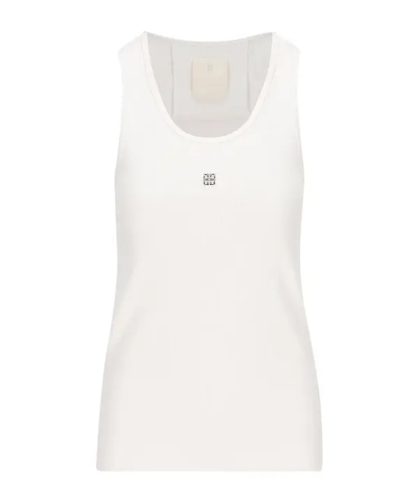 Givenchy 4g Plaque Ribbed Tank Top - White