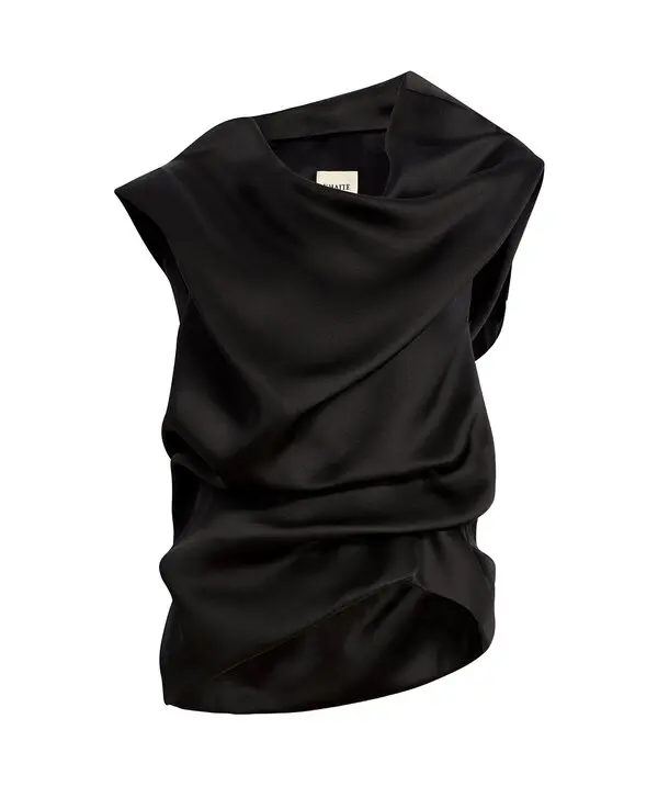 Khaite Luola Cowl Neck Asymmetrical Top