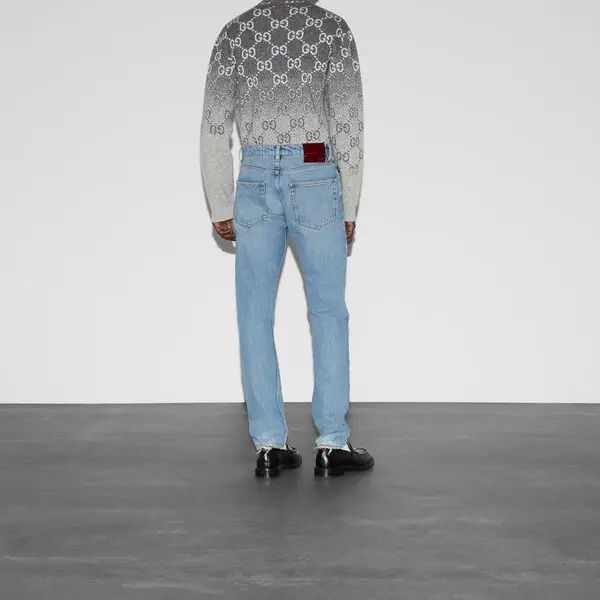 Gucci Straight-leg Jeans With Webbing Detail - Blue