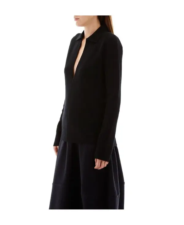 JIL SANDER V-neck Knitted Pullover - Black