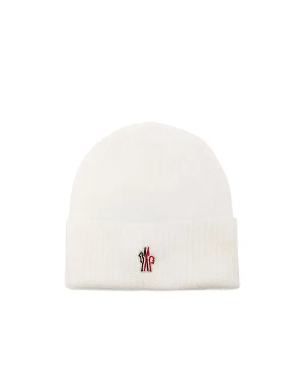 Moncler Logo-patch Knitted Beanie - White