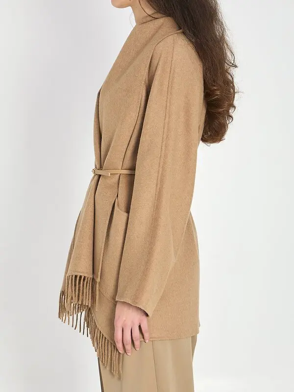 Max Mara Abilita Fringed Belted Coat - Camel