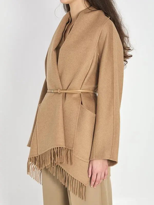 Max Mara Abilita Fringed Belted Coat - Camel