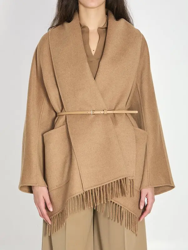 Max Mara Abilita Fringed Belted Coat - Camel