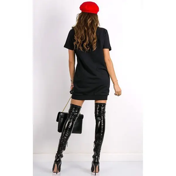Moschino Teddy Bear Print Round Neck Short Sleeve Mini Dress