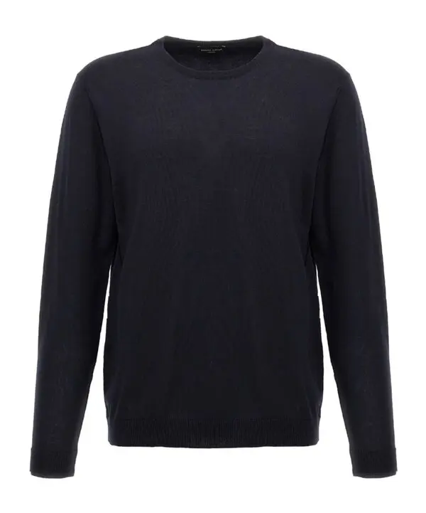 ROBERTO COLLINA Merino Wool Crew Neck Knitwear - Navy