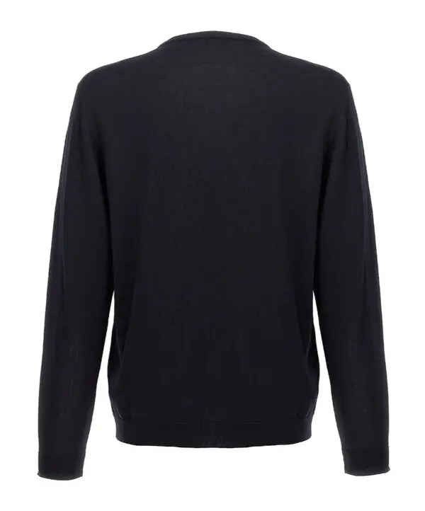 ROBERTO COLLINA Merino Wool Crew Neck Knitwear - Navy