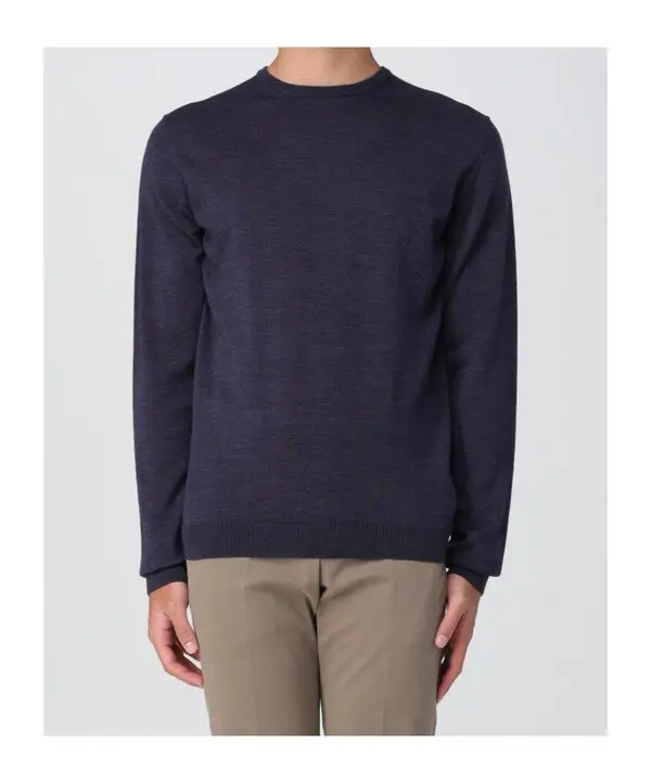 ROBERTO COLLINA Merino Wool Crew Neck Knitwear - Navy