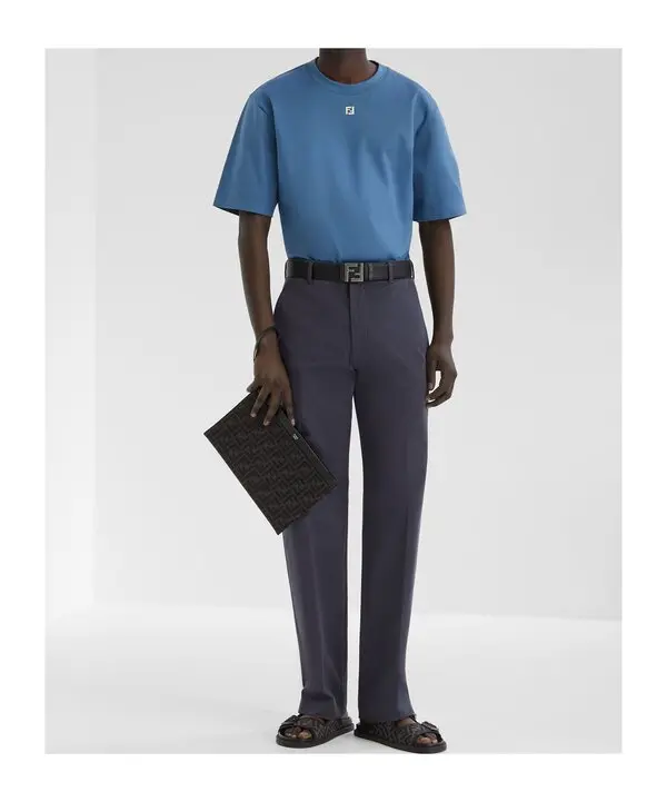Fendi Logo Plaque Tailored Trousers - Blue